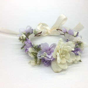 Lavender and Ivory Flower Crown, Newborn Flower Crown, Flower Girl ...