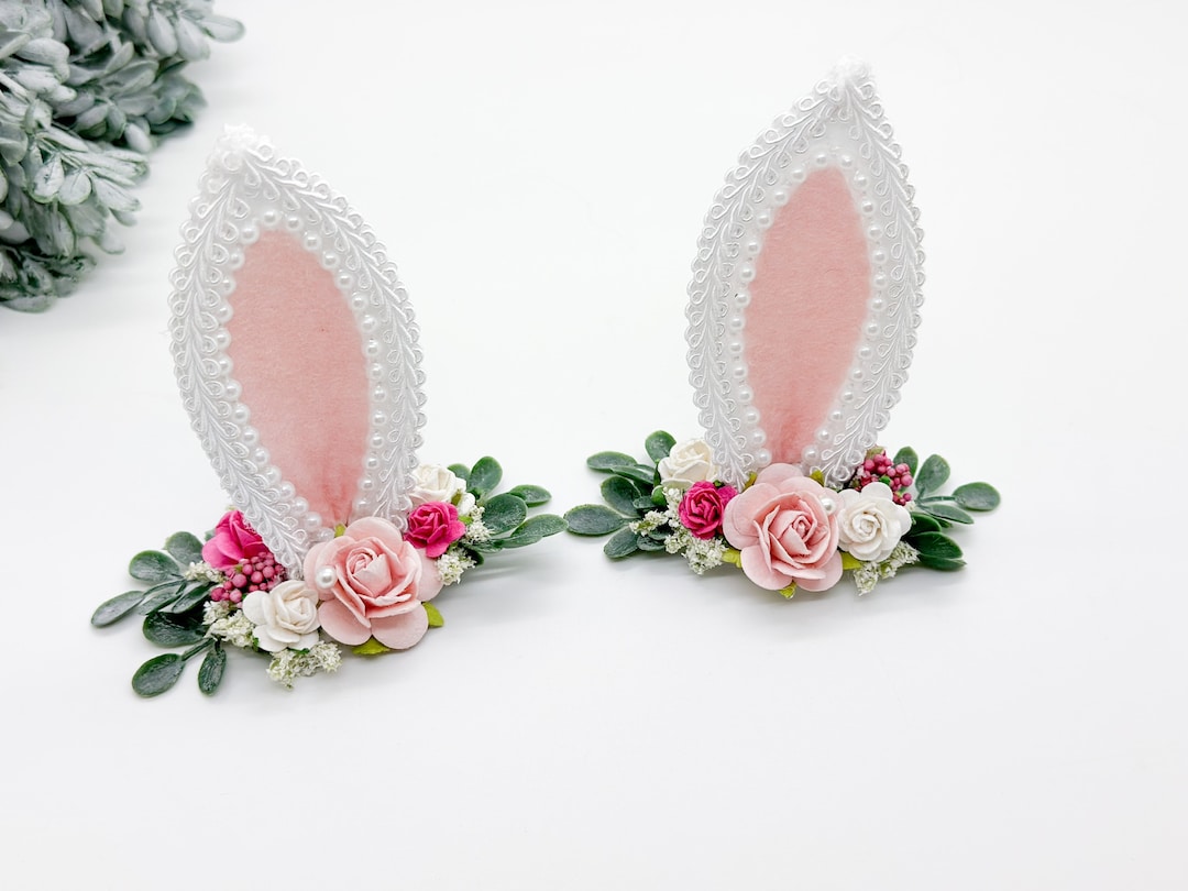 Pink Bunny Ears Hair Clips, Easter Headband, Baby Bunny Ears Clips ...