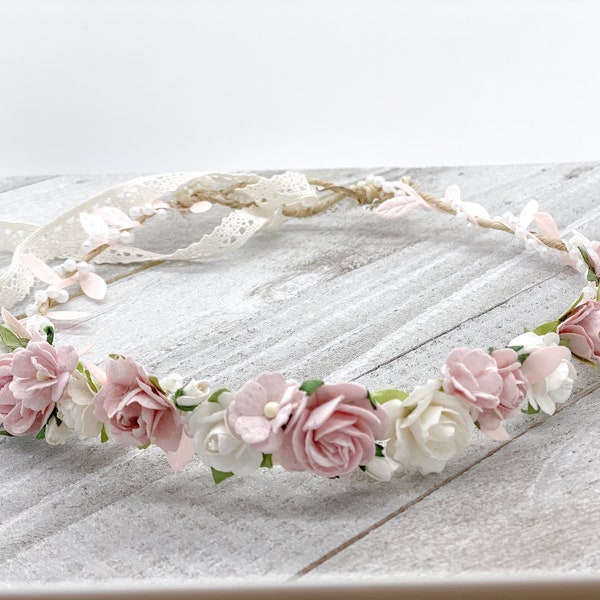 Pink Flower Crown - Etsy
