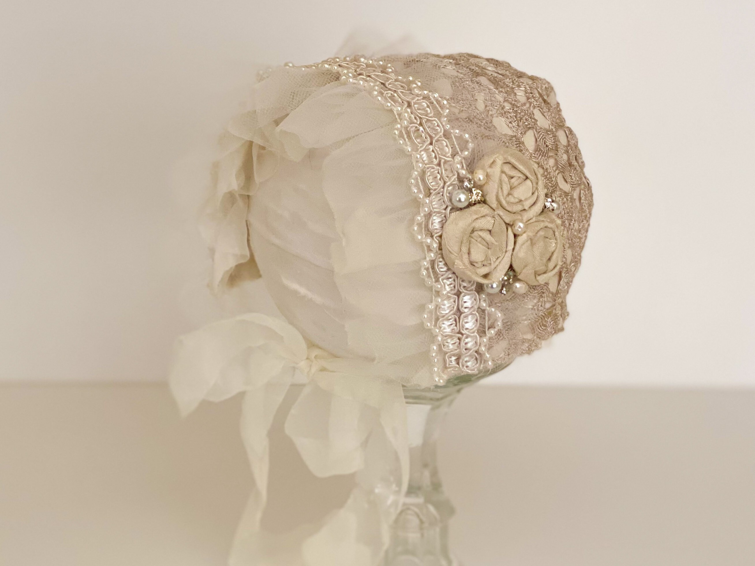 Natural Newborn Bonnet, Newborn Prop, Newborn Hat, Newborn Lace bonnet ...