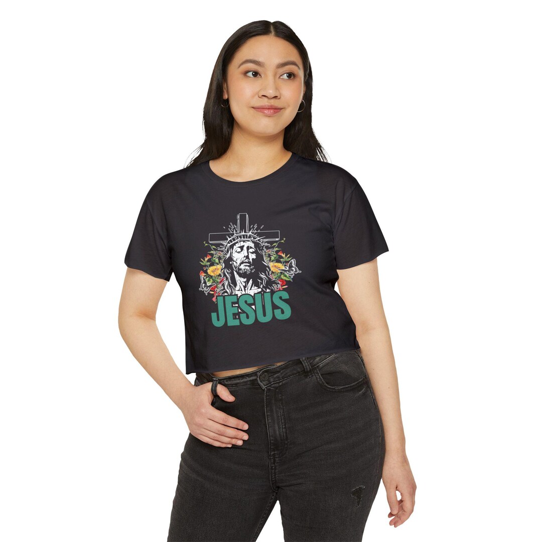 Floral Dove Jesus Crop Top | Christian Faith - Etsy