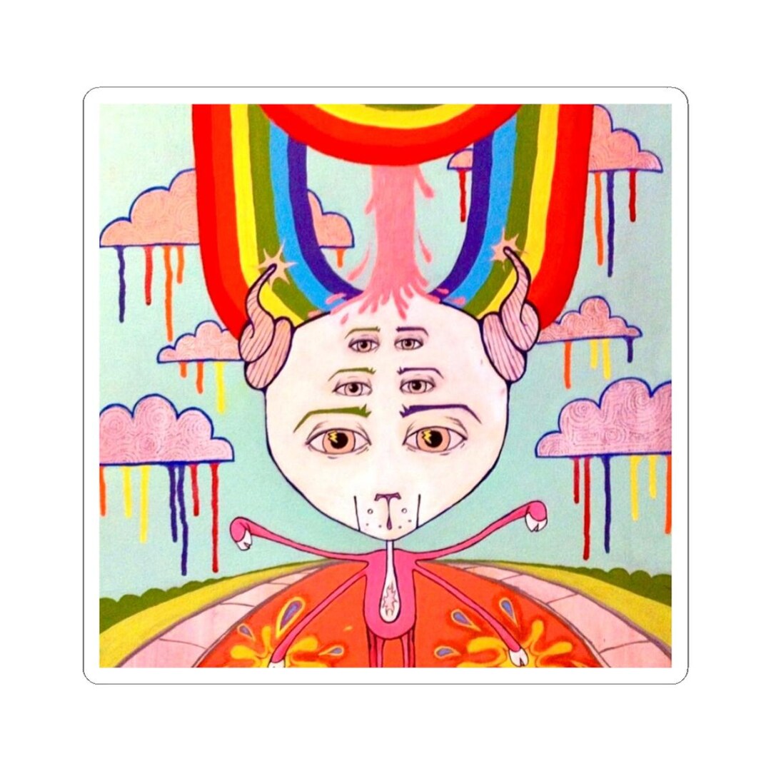 Psychedelic Vinyl Sticker, Rainbow Surreal Art - Etsy