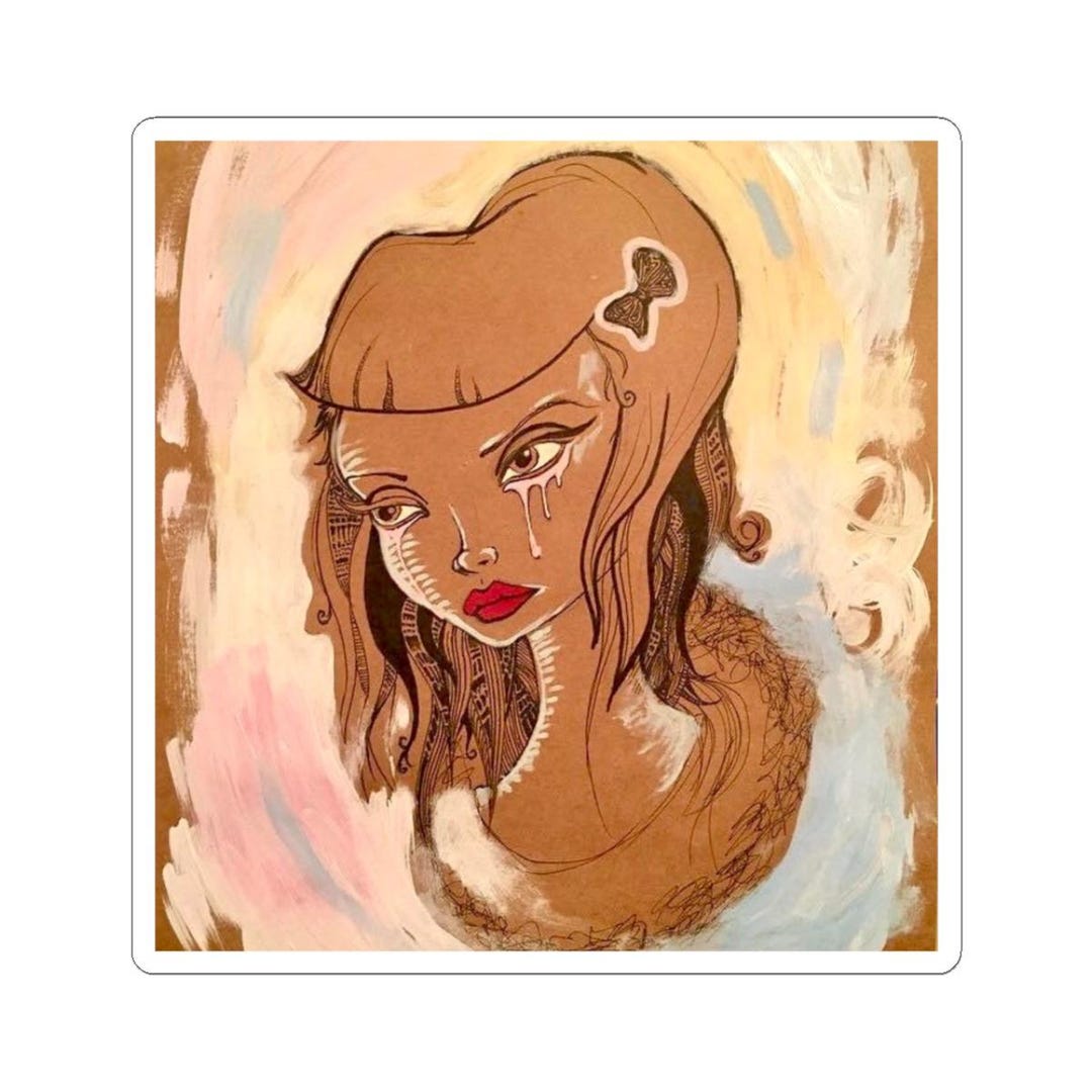 Sad Girl Vinyl Kiss-cut Sticker - Indoor Decor - Etsy