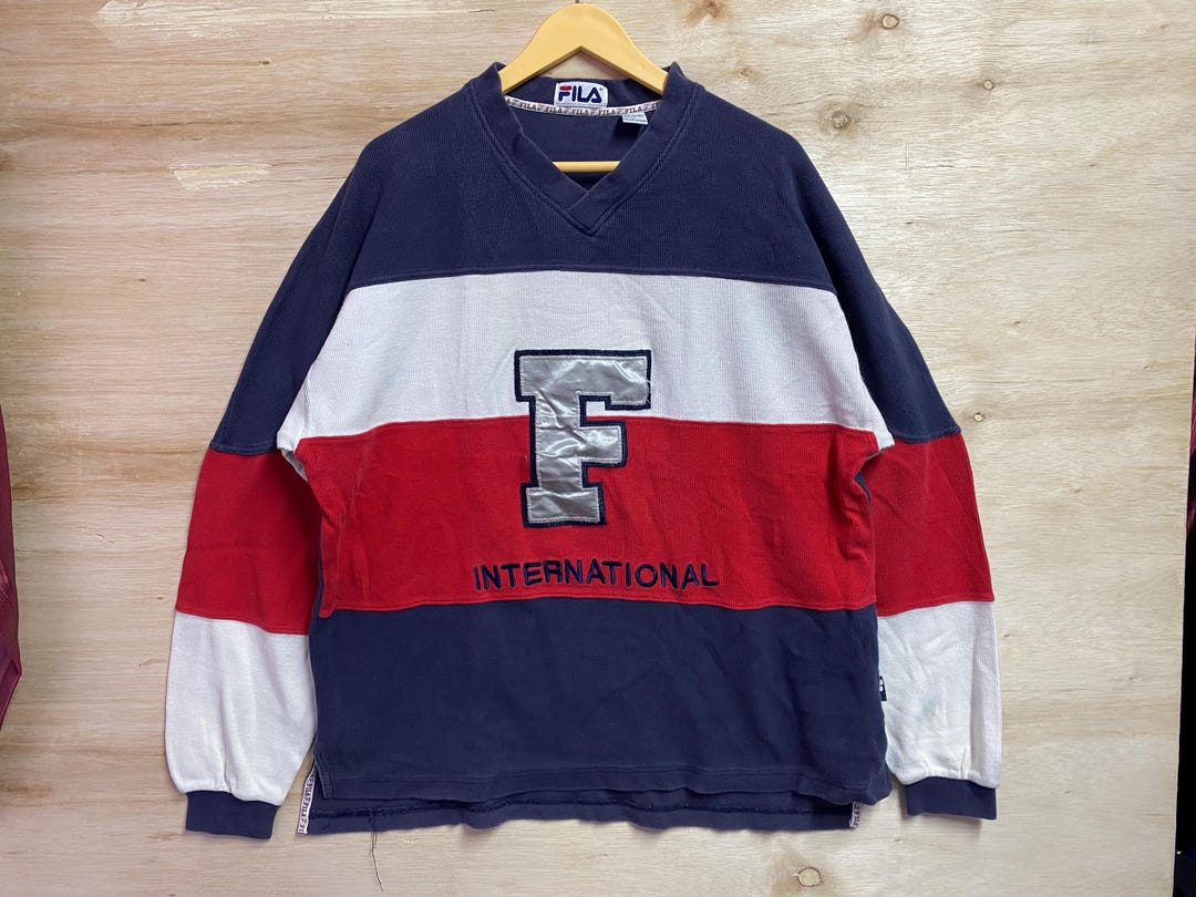 Vintage Fila Big F Logo Sweatshirt Stripe - Etsy