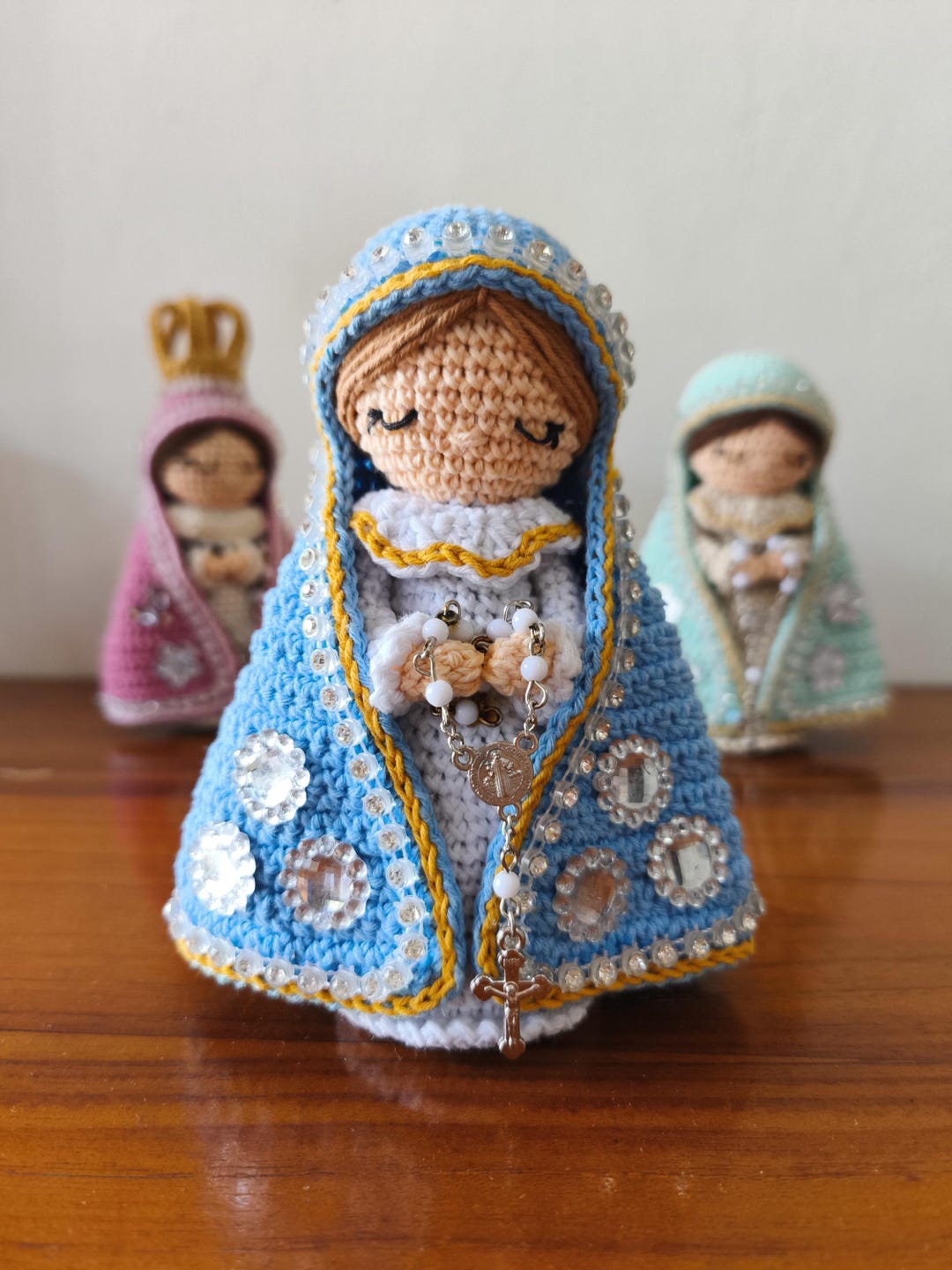 Praying Virgin Mary Crochet Doll – Handmade Catholic Amigurumi, Marian ...