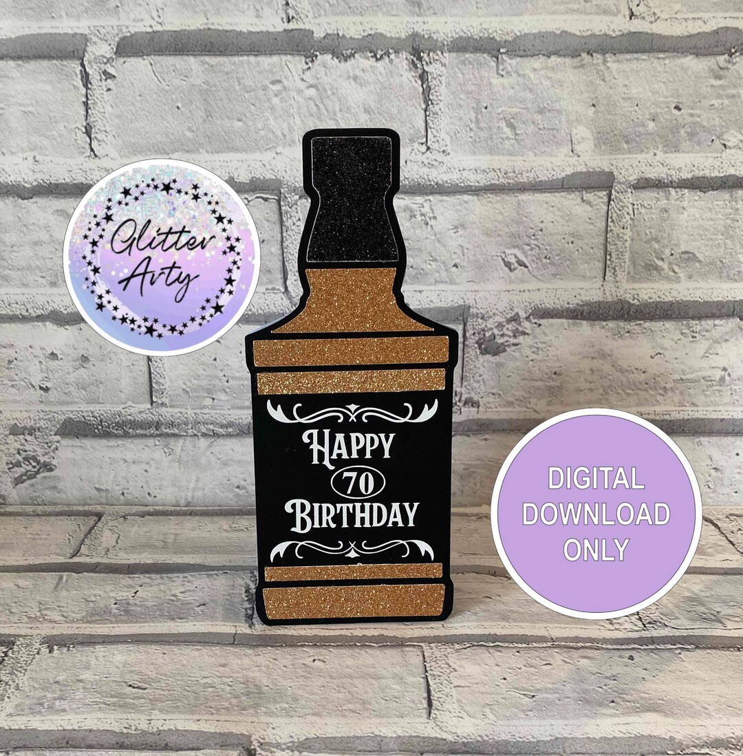 WHISKY BOTTLE SVG Cake Topper or Birthday Card, Svg Dxf Eps Png, Cricut ...