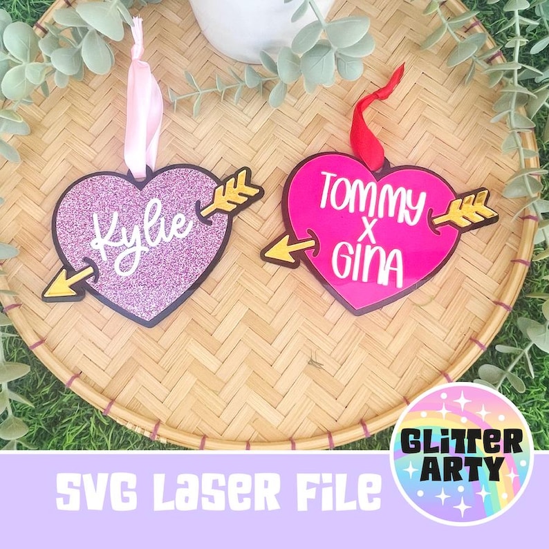 HEART Laser SVG File -bag Tag| Personalized Name Tag |bachelorette ...