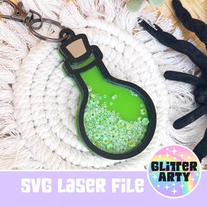 POTION BOTTLE SHAKER Keychain Laser Svg File -bag Tag| Halloween Name ...
