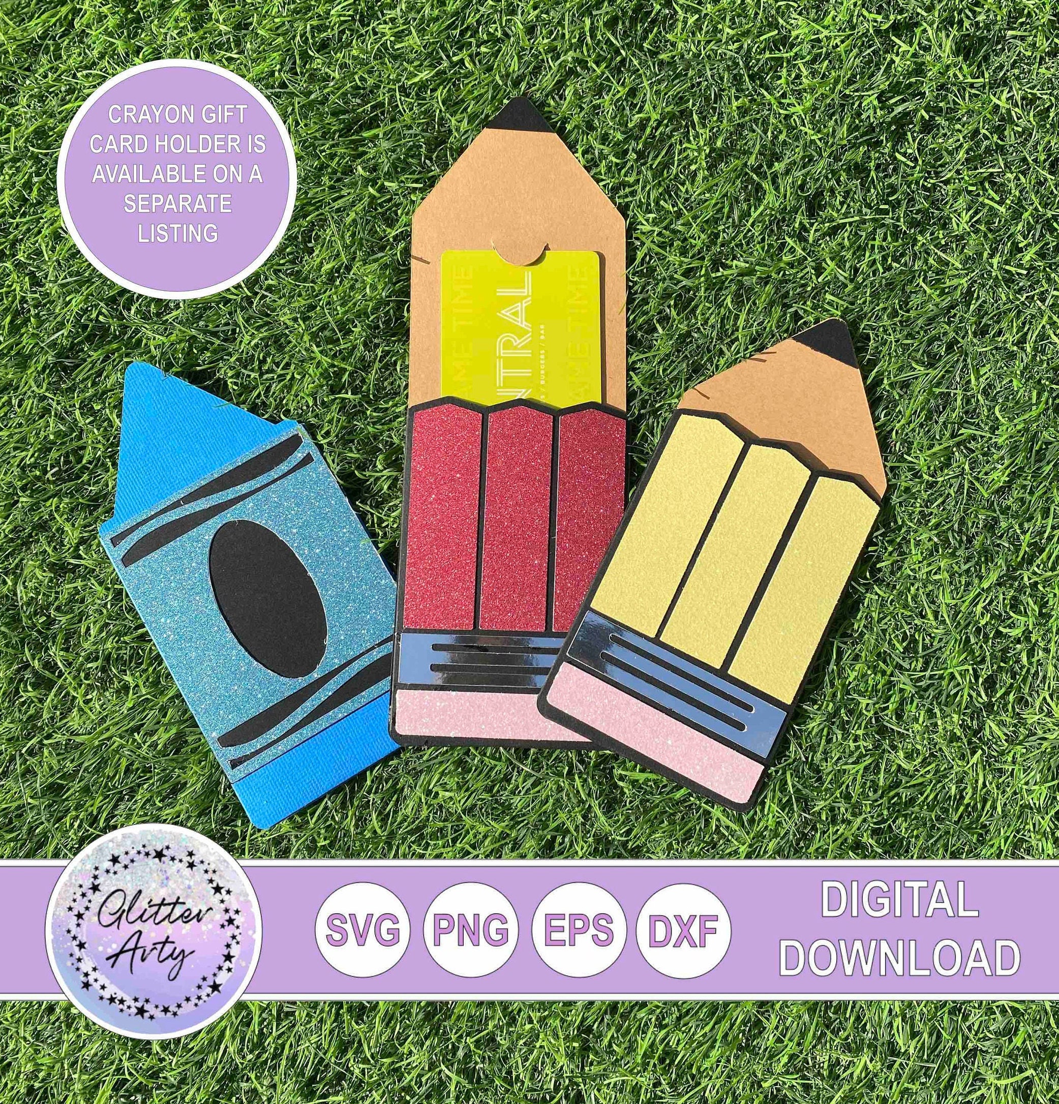 PENCIL GIFT CARD Holder Svg Eps Dxf Png School Teacher - Etsy