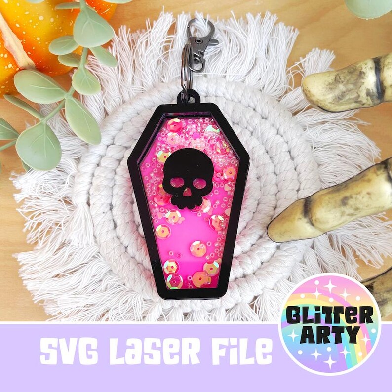 COFFIN SHAKER Keychain Laser SVG File -bag Tag| Halloween Name Tag ...