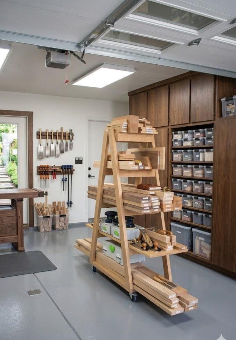 DIY Rolling Lumber Ladder Storage Plan | Workshop Wood Organizer ...
