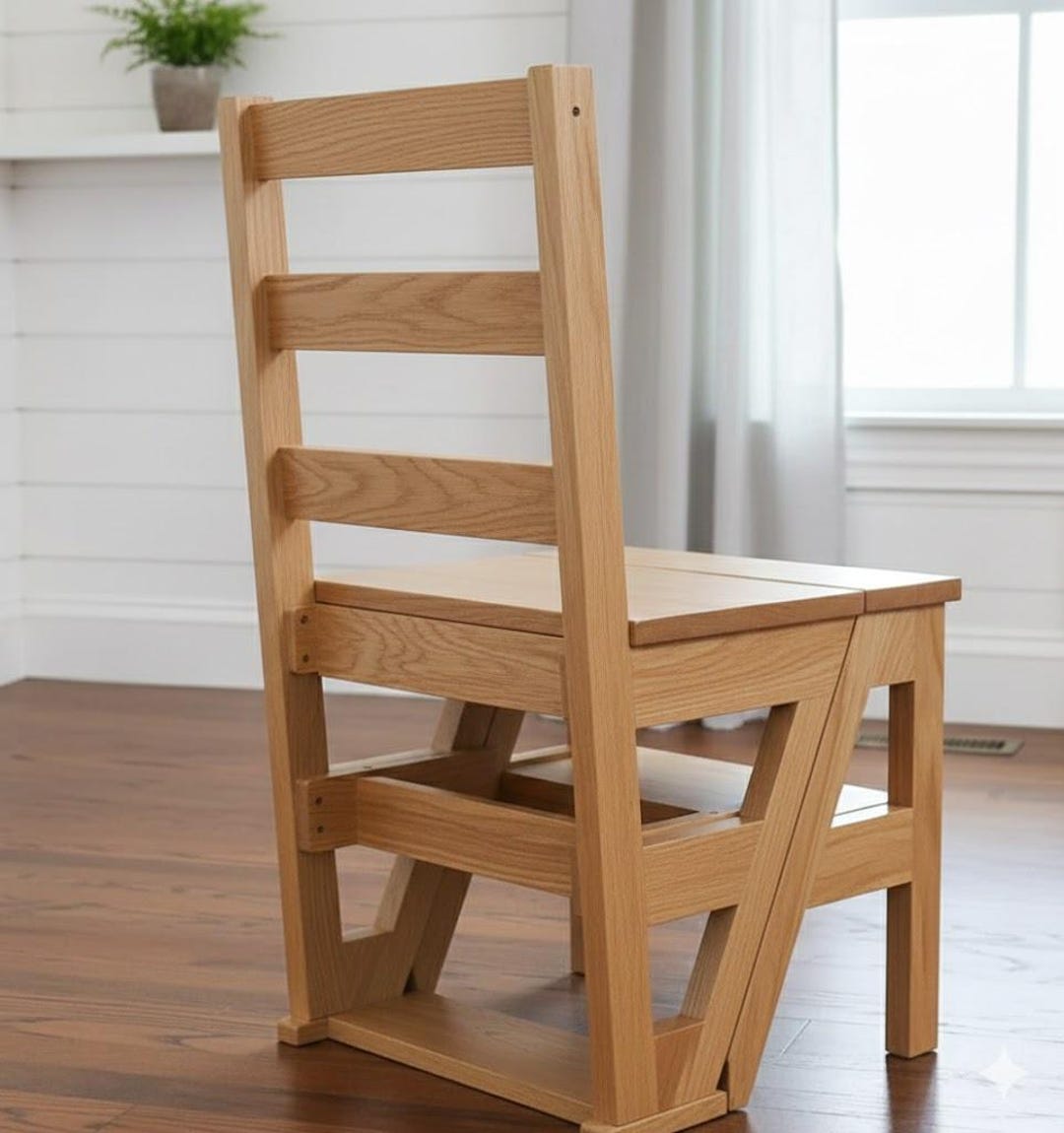 2-in-1 Folding Ladder Chair – DIY Woodworking Plan (step-by-step PDF ...