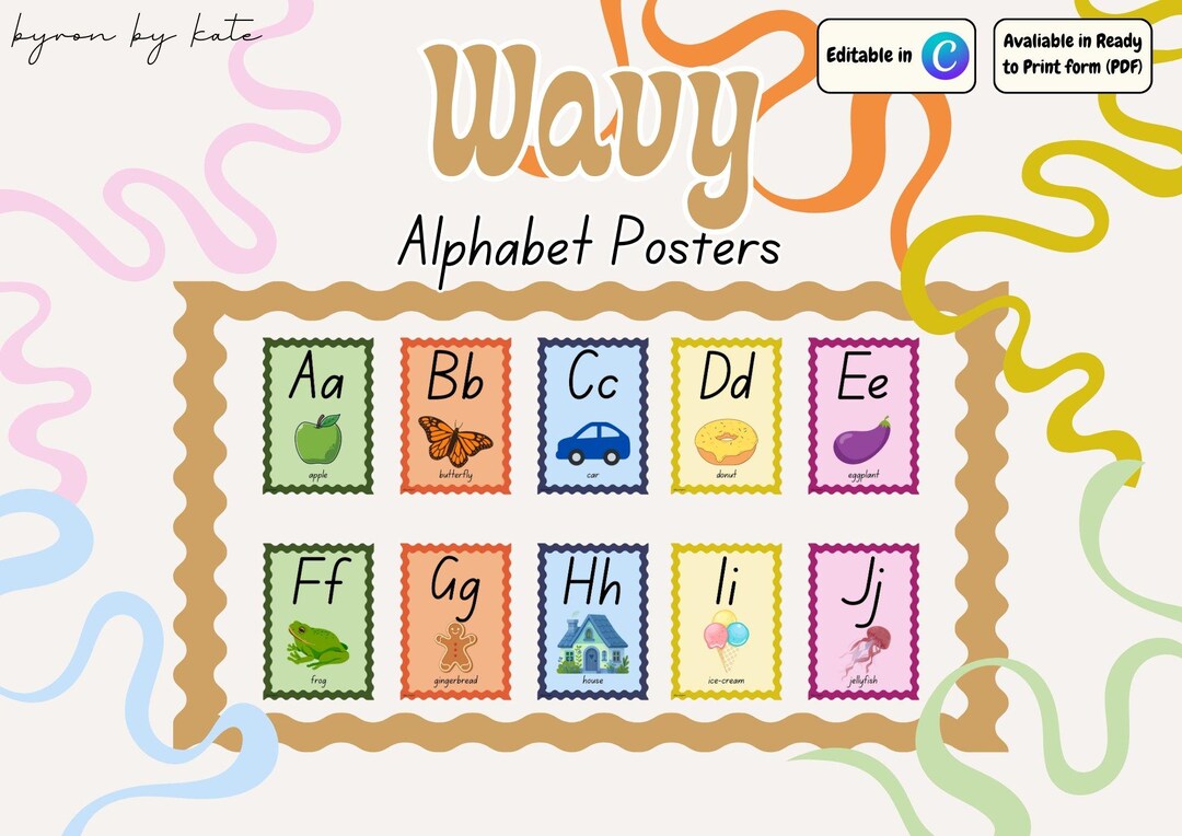 Wavy Alphabet Poster for Classroom, Classroom Decor (editable & Ready ...