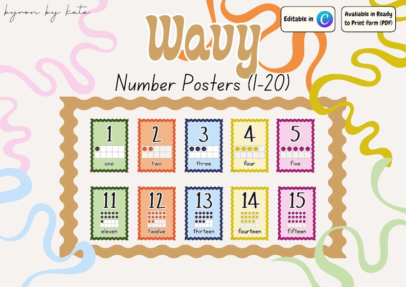 Wavy Number (1-20) Poster for Classroom, Editable Alphabet, Ready to ...