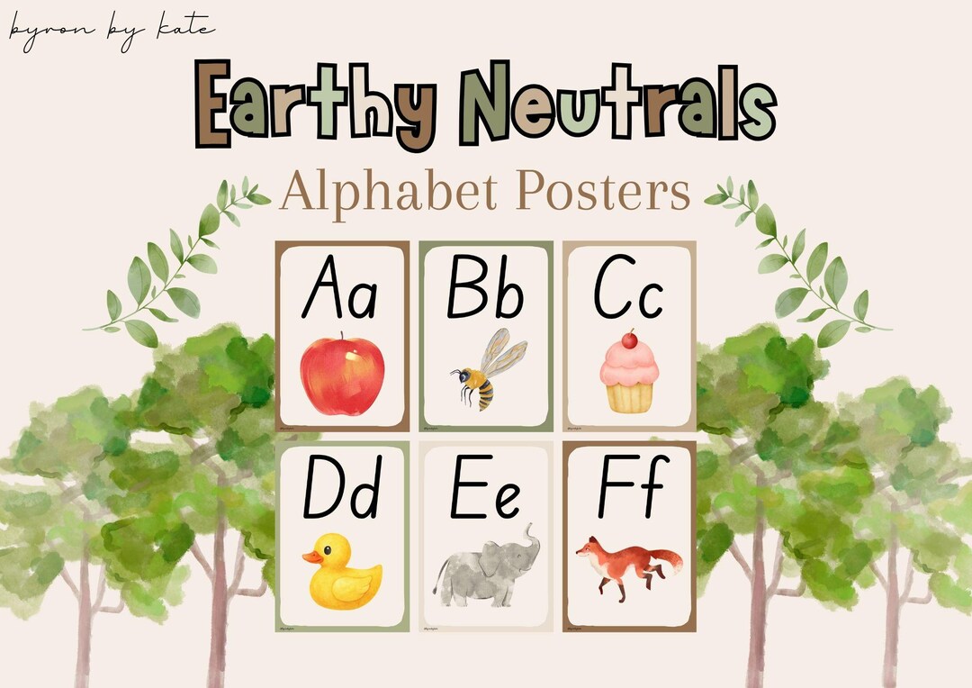 Earthy Neutrals Alphabet Poster, Classroom Decor (ready to Print PDF ...