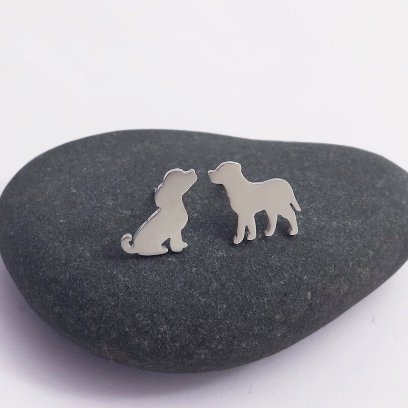 Silver Dog Earrings - Etsy