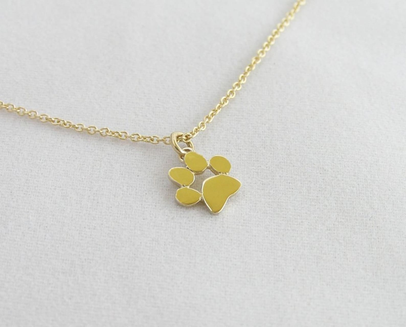 Paw Print Necklace Pendant 14k Gold Necklace Solid Gold - Etsy