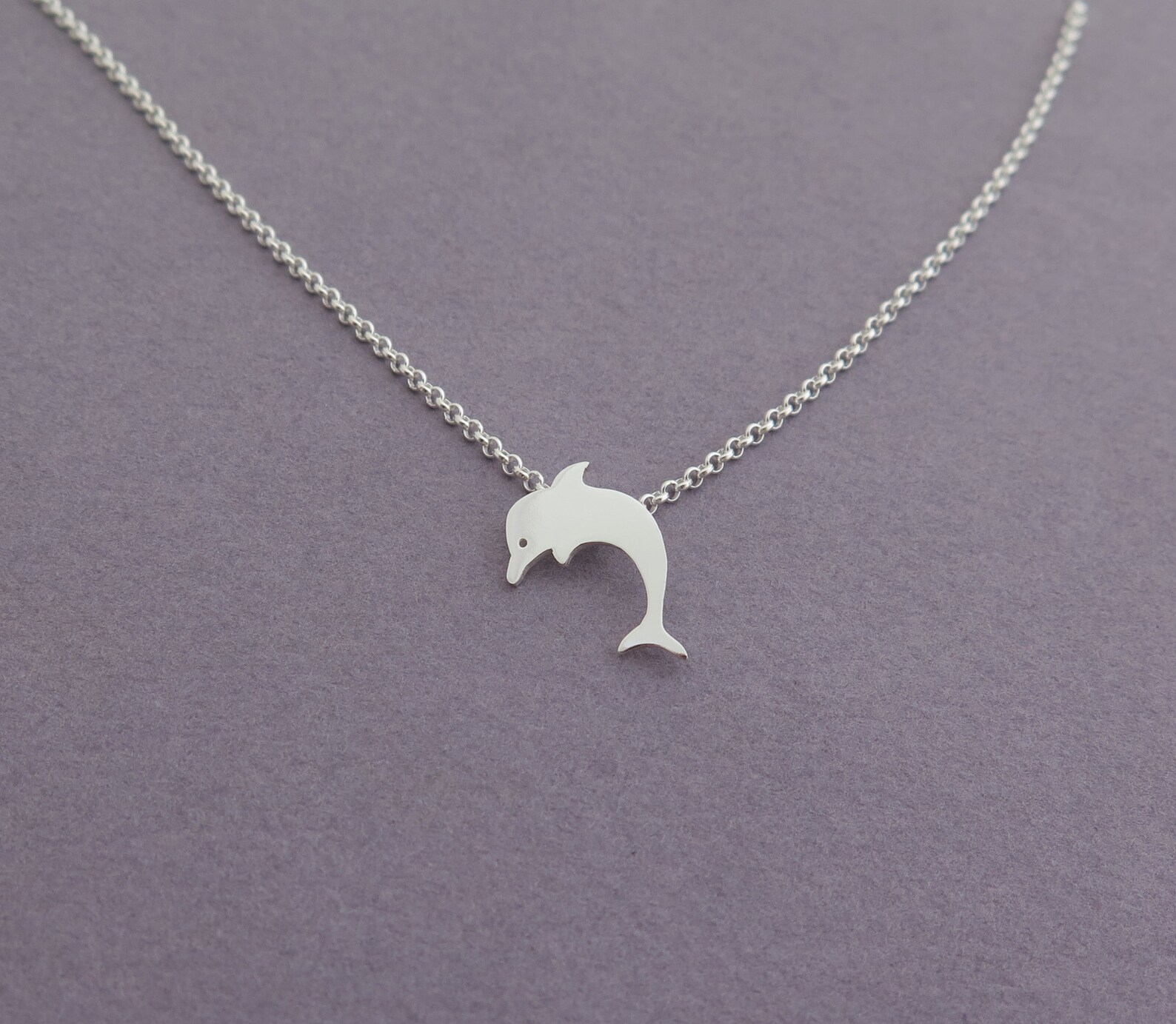 Sterling Silver Dolphin Necklace Pendant Animal Necklace | Etsy