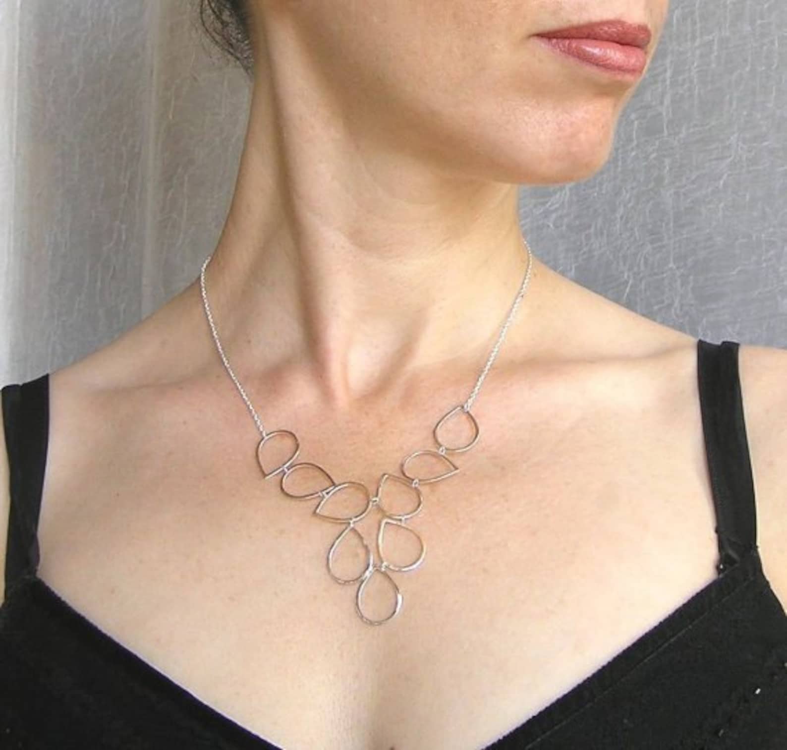Sterling Silver Bib Necklace Drops Necklace Silver - Etsy