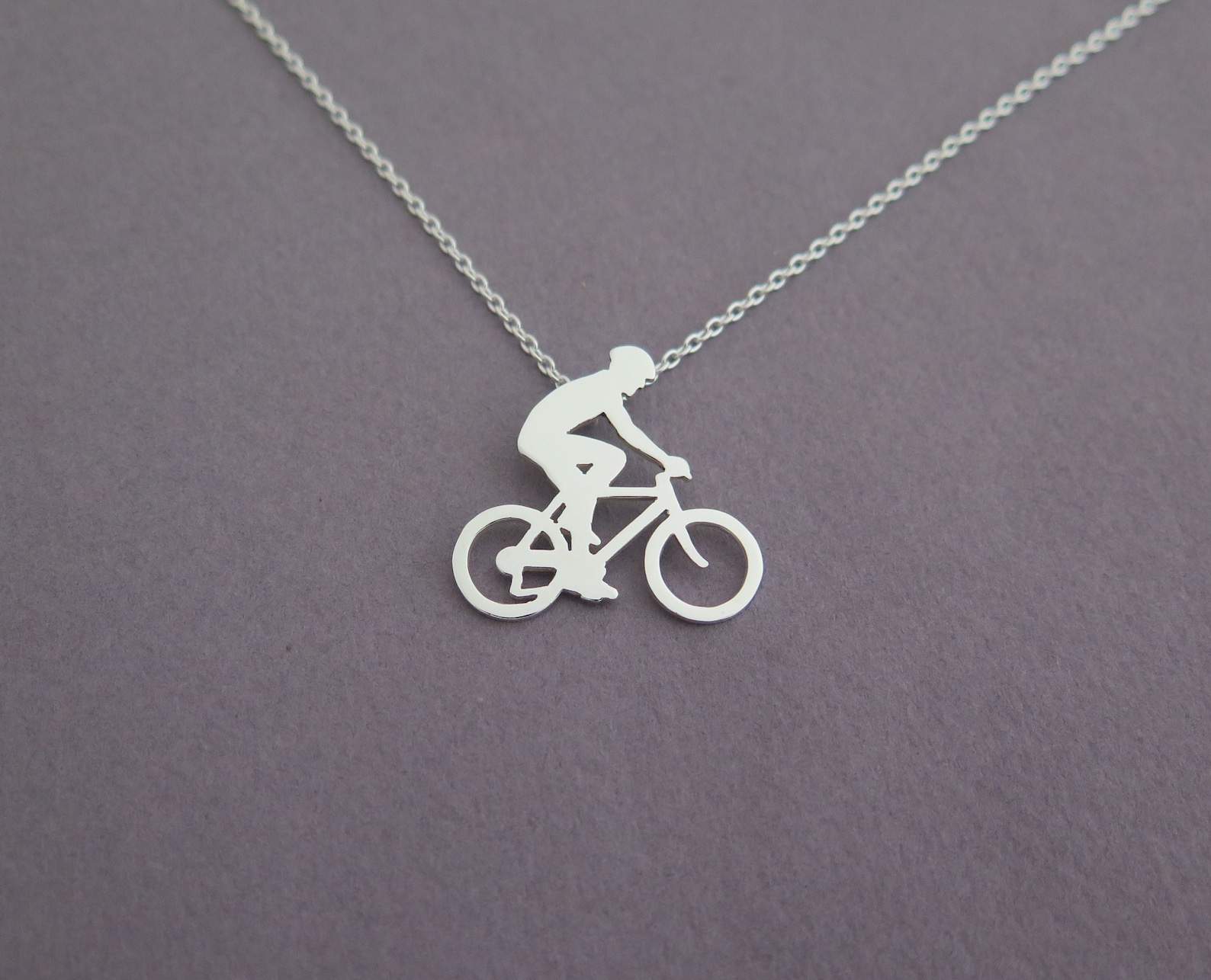 Bicycle Necklace Pendant Bike Rider Pendant Sterling - Etsy
