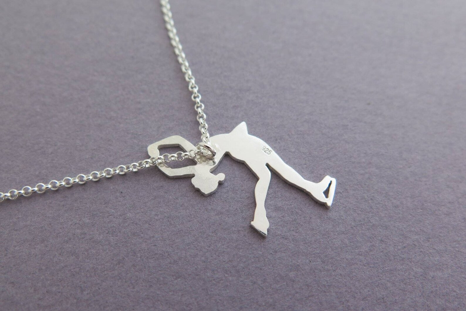 Figure Skating Necklace - Ice Skating Jewelry - Sterling Silver - Etsy