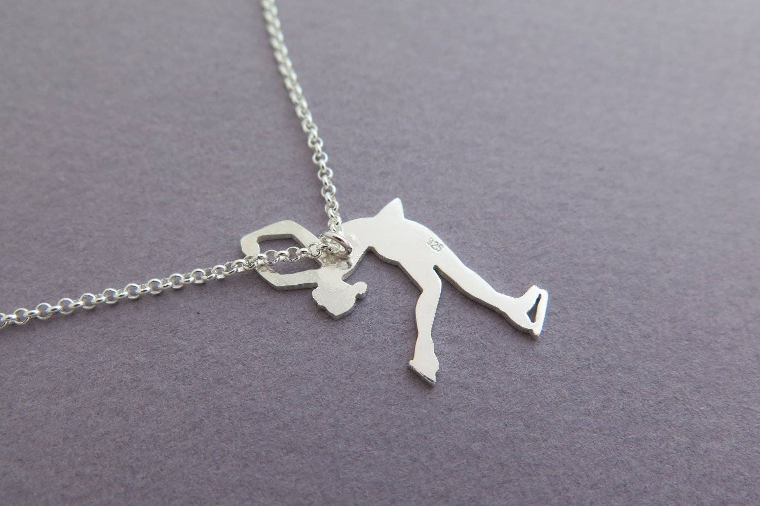 Figure Skating Necklace - Ice Skating Jewelry - Sterling Silver - Etsy