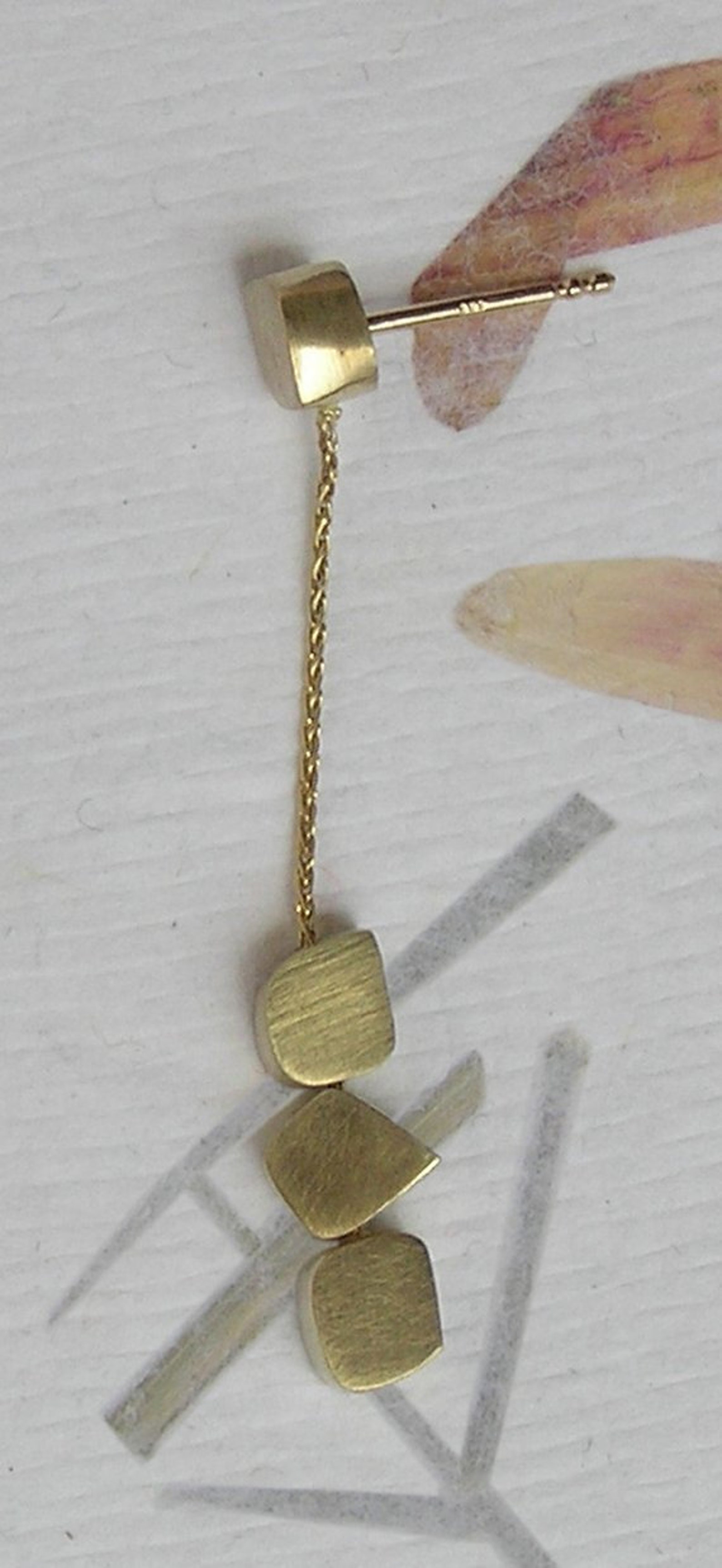 Solid 14k Gold Dangle Earrings Long Earrings Freeform - Etsy