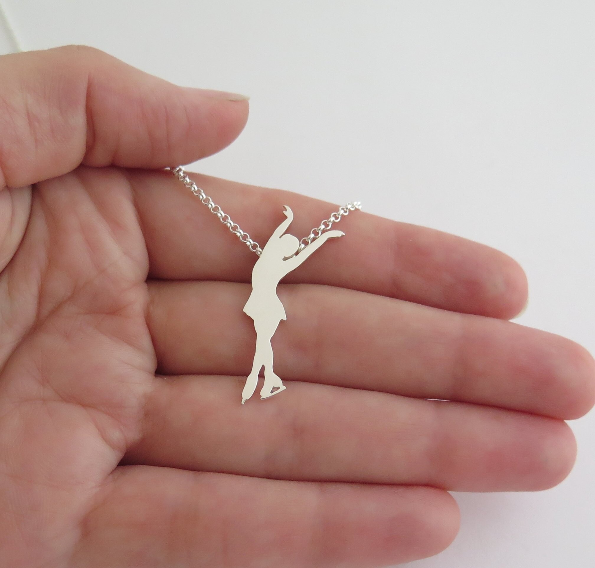 Figure Skater Necklace, Silver Pendant Necklace for Women, Skating ...