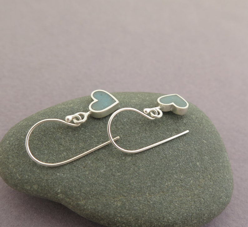 Heart Earrings Dangle Heart Earrings Sterling Silver Dangle | Etsy