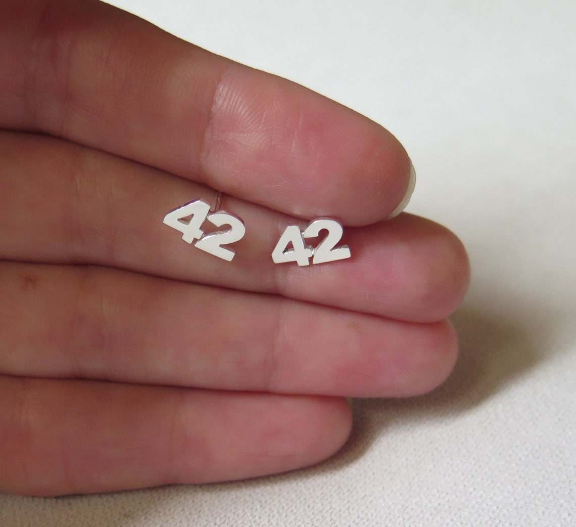 Number Earrings, Personalized Earrings, Silver Stud Earrings, Numbers ...