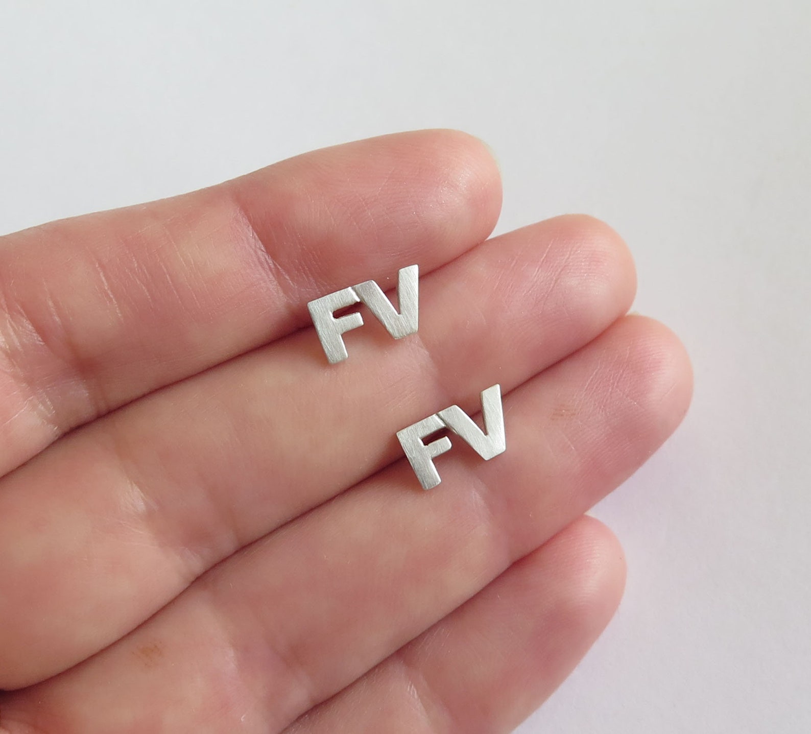 Initial Earrings - Two Letters Silver Stud Earrings - Personalized ...