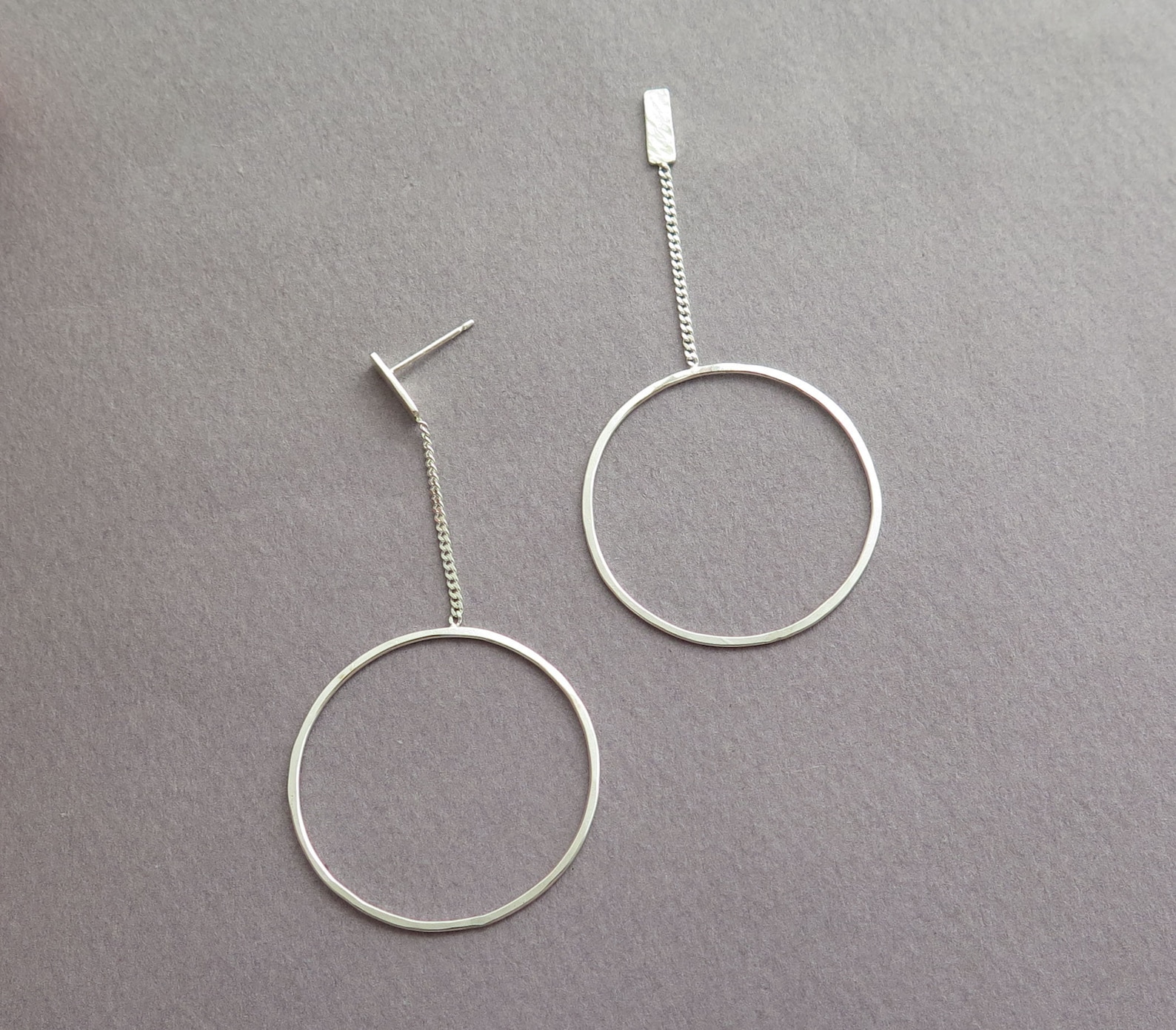 Hoop Earrings, Silver Hoop Earrings, Long Circle Earrings, Silver ...