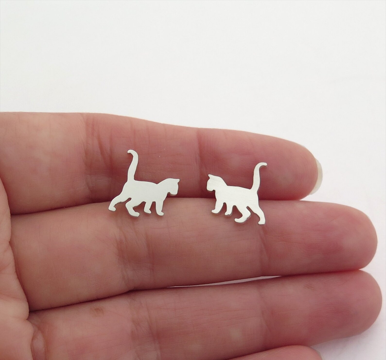 Cat Earrings Cat Stud Earrings Cat Jewelry Cat Lover Gift - Etsy