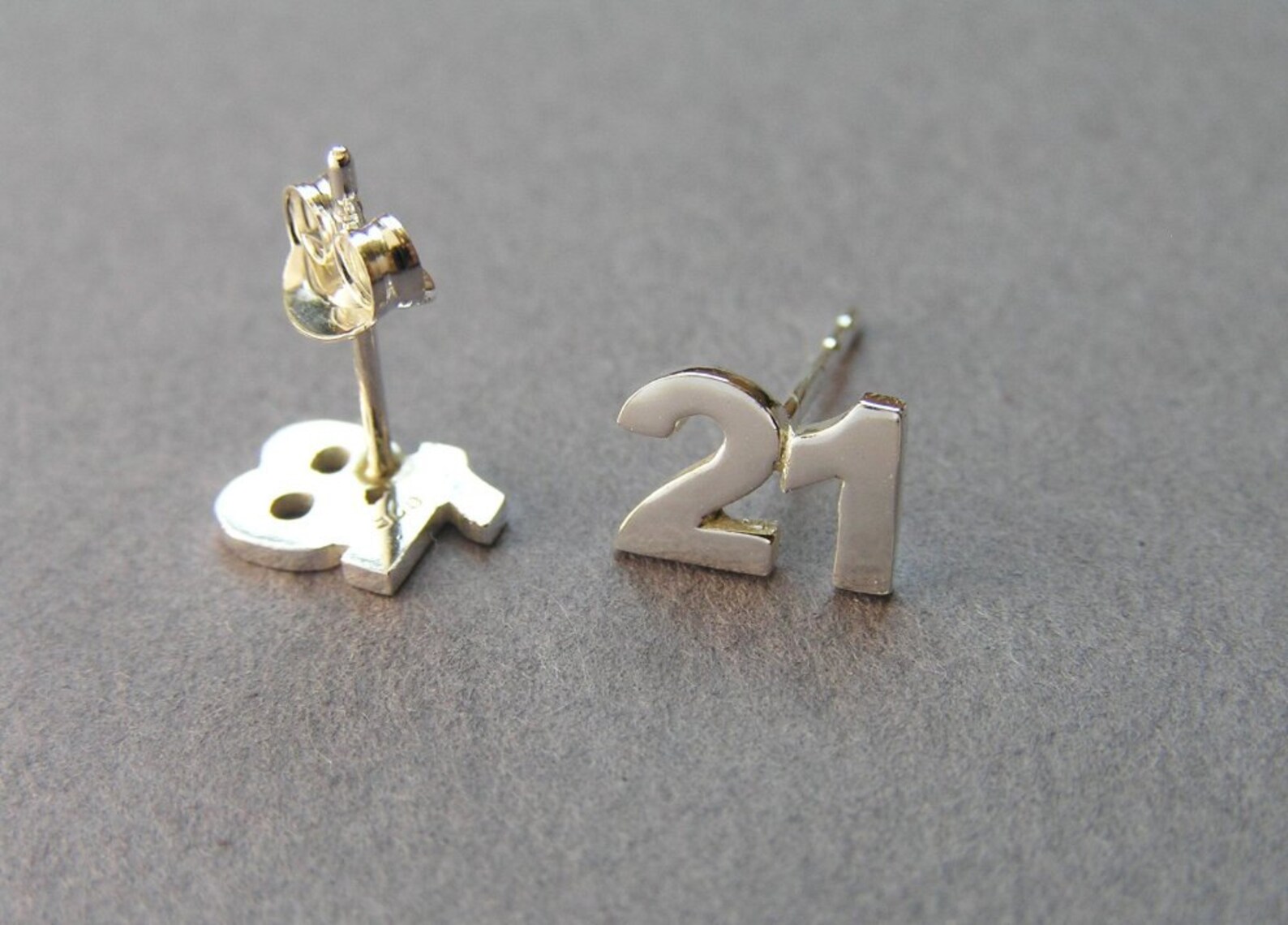 Number Earrings, Personalized Earrings, Silver Stud Earrings, Numbers ...