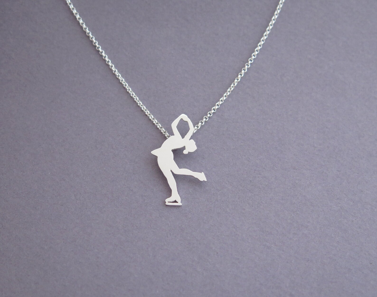 Figure Skater Necklace, Silver Pendant Necklace for Women, Skating ...