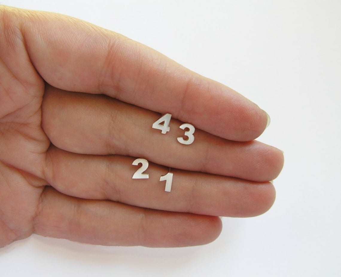 Numbers Stud Earrings - Sterling Silver - Personalized Jewelry - Custom ...