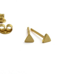 Tiny Triangle Earrings - 14k Gold Earrings - Solid Gold Studs - Tiny ...
