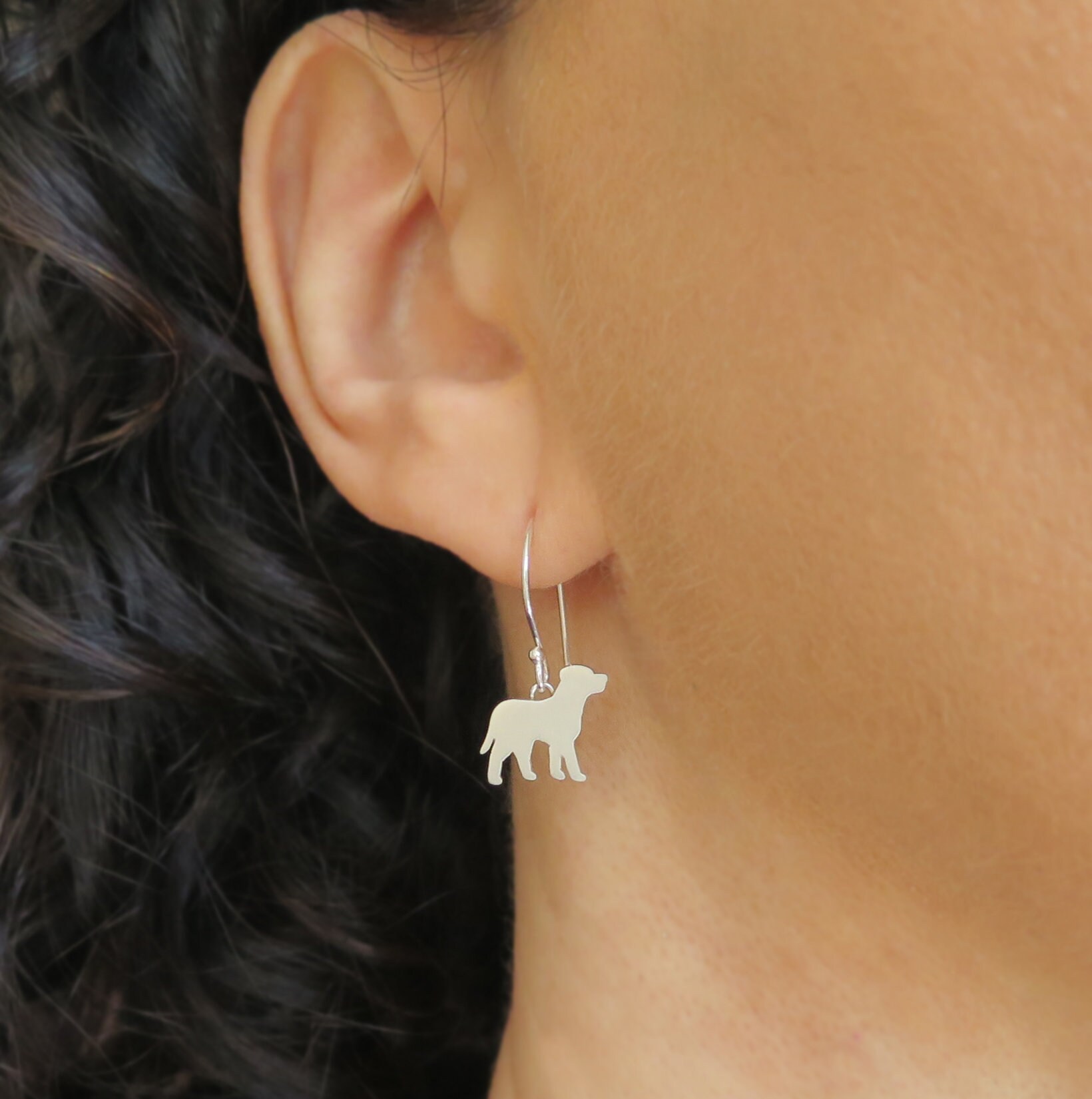 Dog Earrings Silver Dangle Earrings Silver Dog Earrings | Etsy