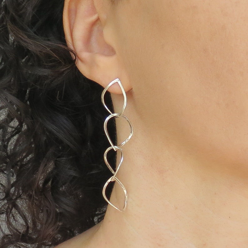 Dangle Silver Earrings - Long Drops Earrings - Sterling Silver Dangle ...