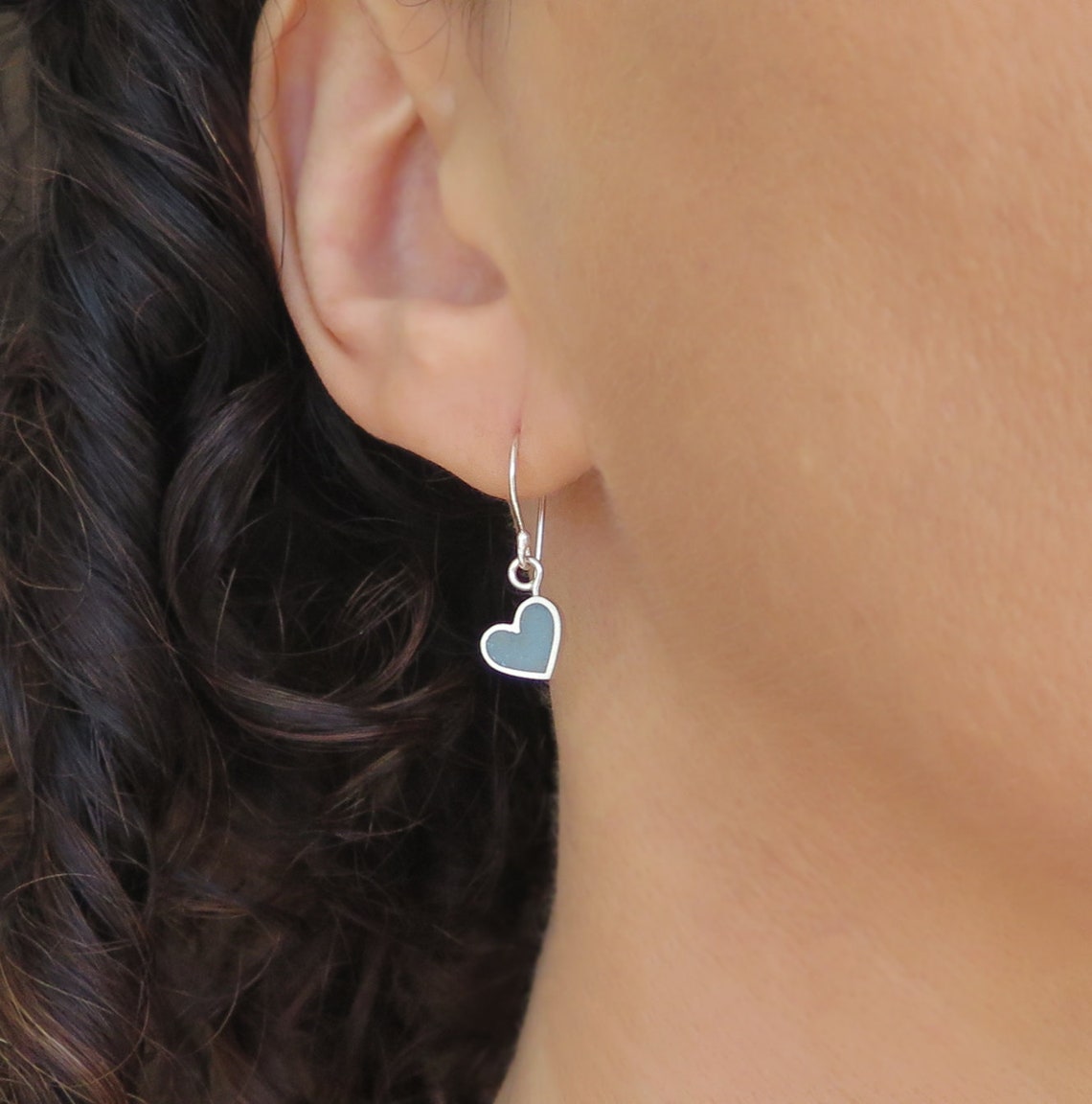 Heart Earrings Dangle Heart Earrings Sterling Silver Dangle | Etsy