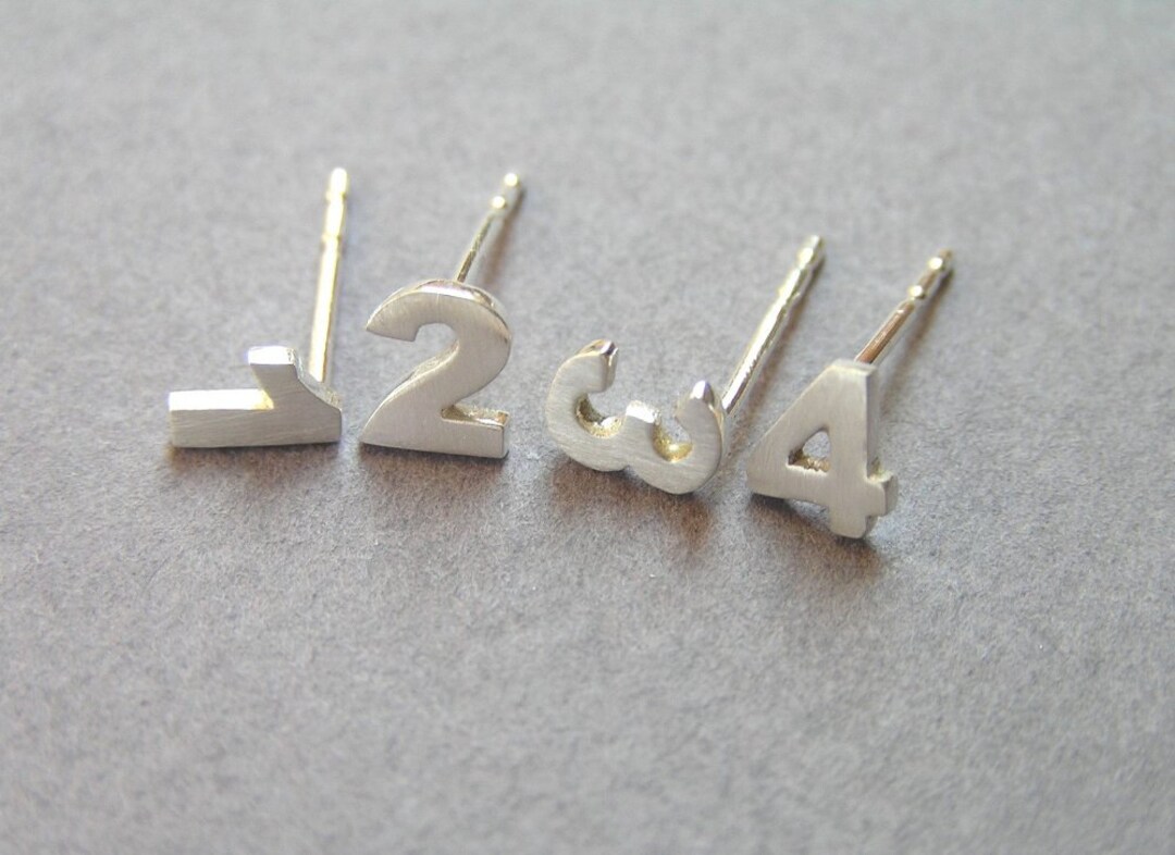 Numbers Stud Earrings - Sterling Silver - Personalized Jewelry - Custom ...