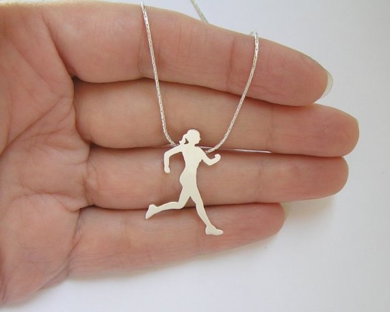 Runner Necklace - Running Woman Pendant - Sterling Silver - Sport ...