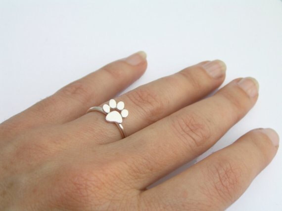 Paw Print Ring, Sterling Silver Ring, Paw Ring, Dog Paw Ring, Animal ...