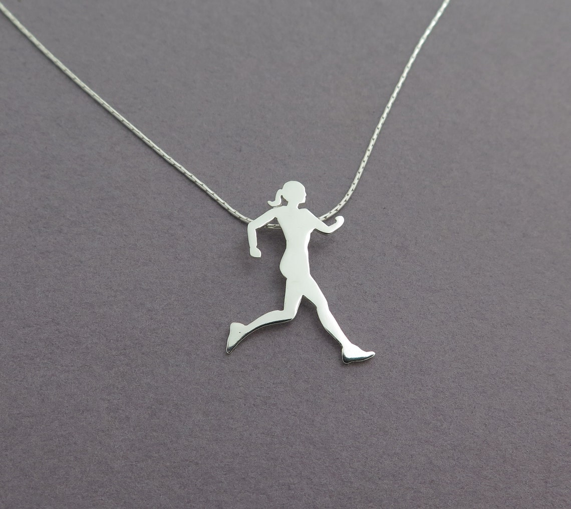 Runner Necklace - Running Woman Pendant - Sterling Silver - Sport ...