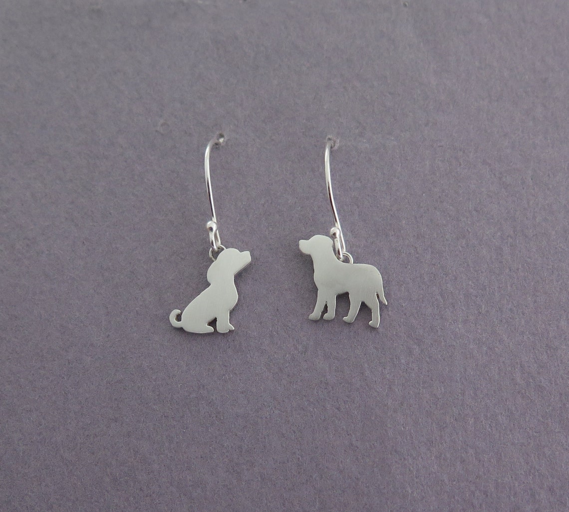 Dog Earrings Silver Dangle Earrings Silver Dog Earrings - Etsy