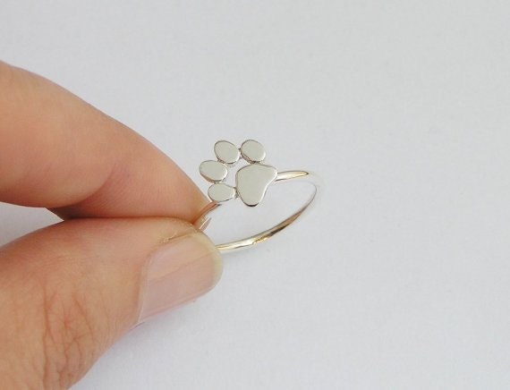 Paw Print Ring, Sterling Silver Ring, Paw Ring, Dog Paw Ring, Animal ...