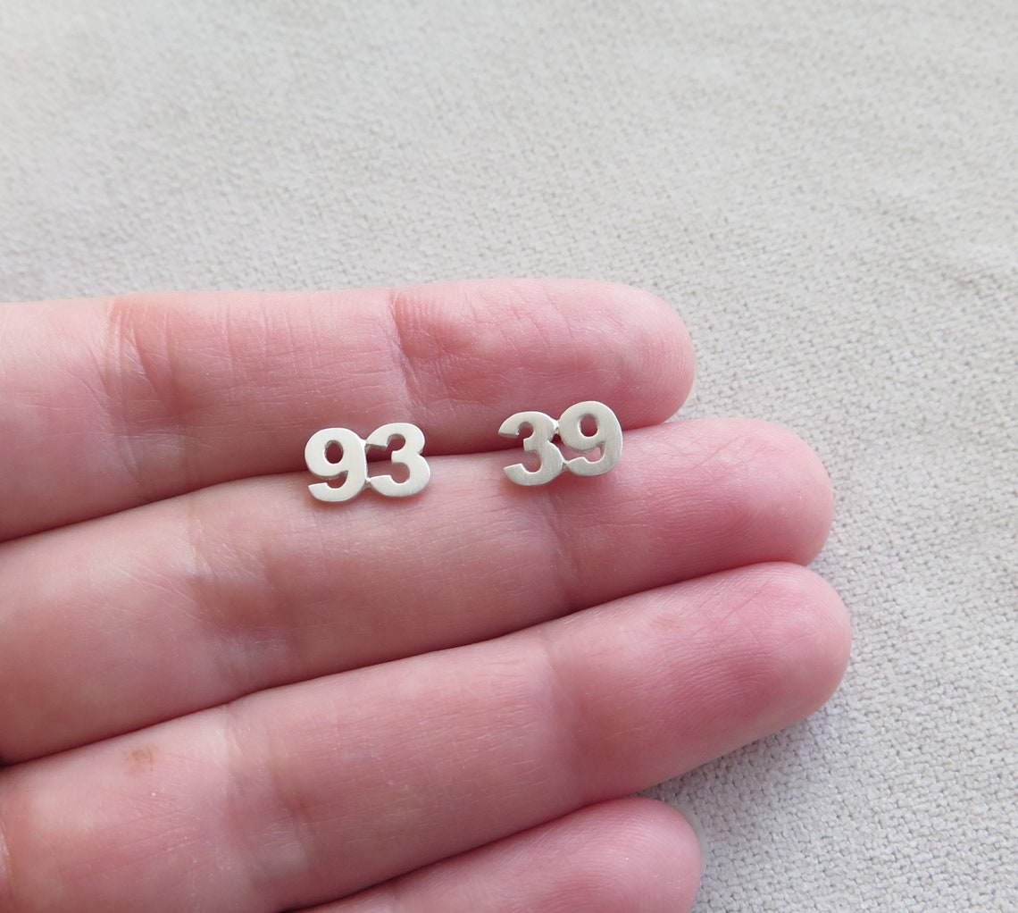 Personalized Earrings Numbers Jewelry Silver Stud Earrings - Etsy Israel