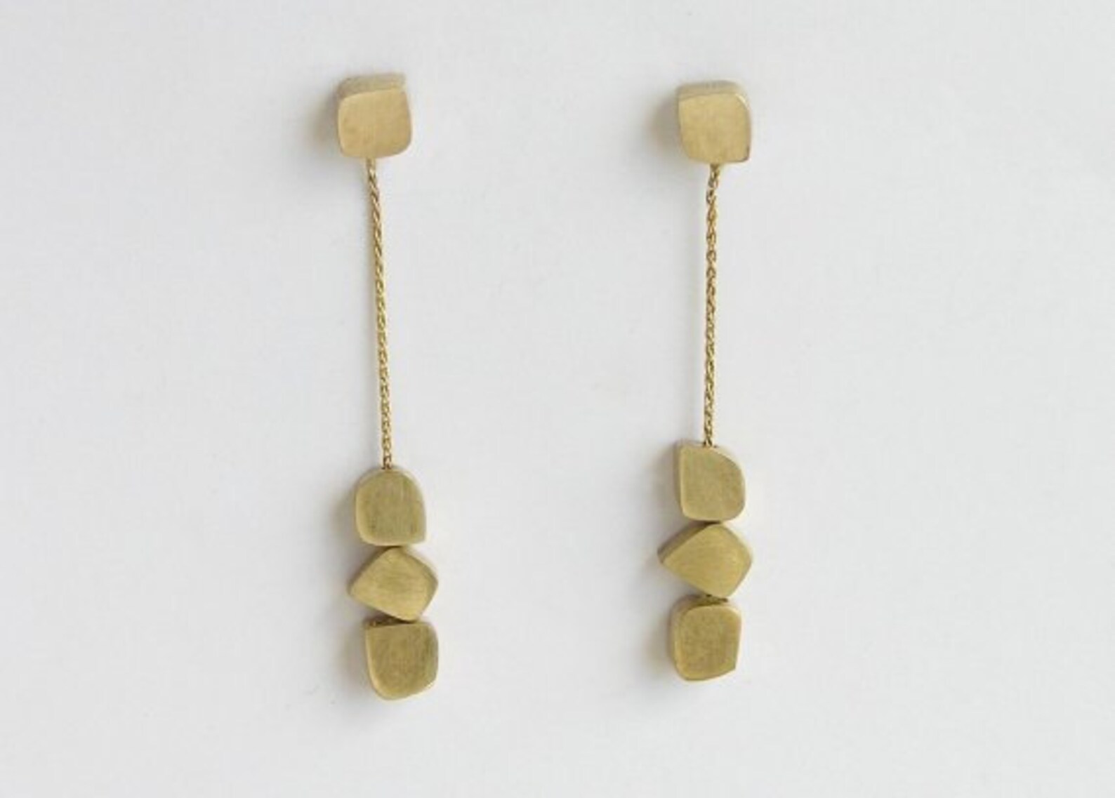 Solid 14k Gold Dangle Earrings Long Earrings Freeform - Etsy