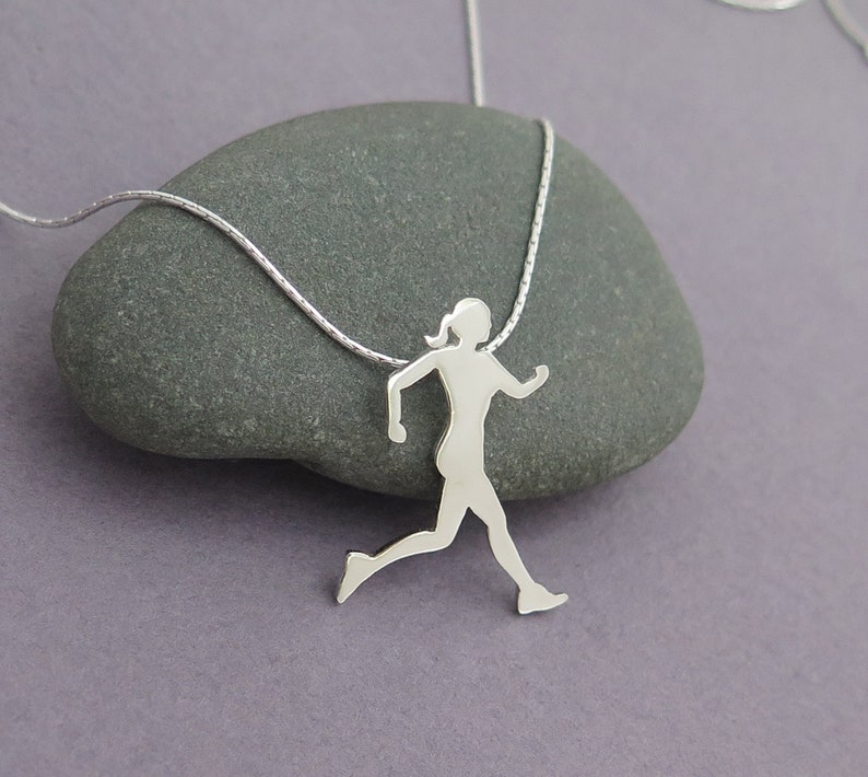 Runner Necklace Running Woman Pendant Sterling Silver - Etsy UK