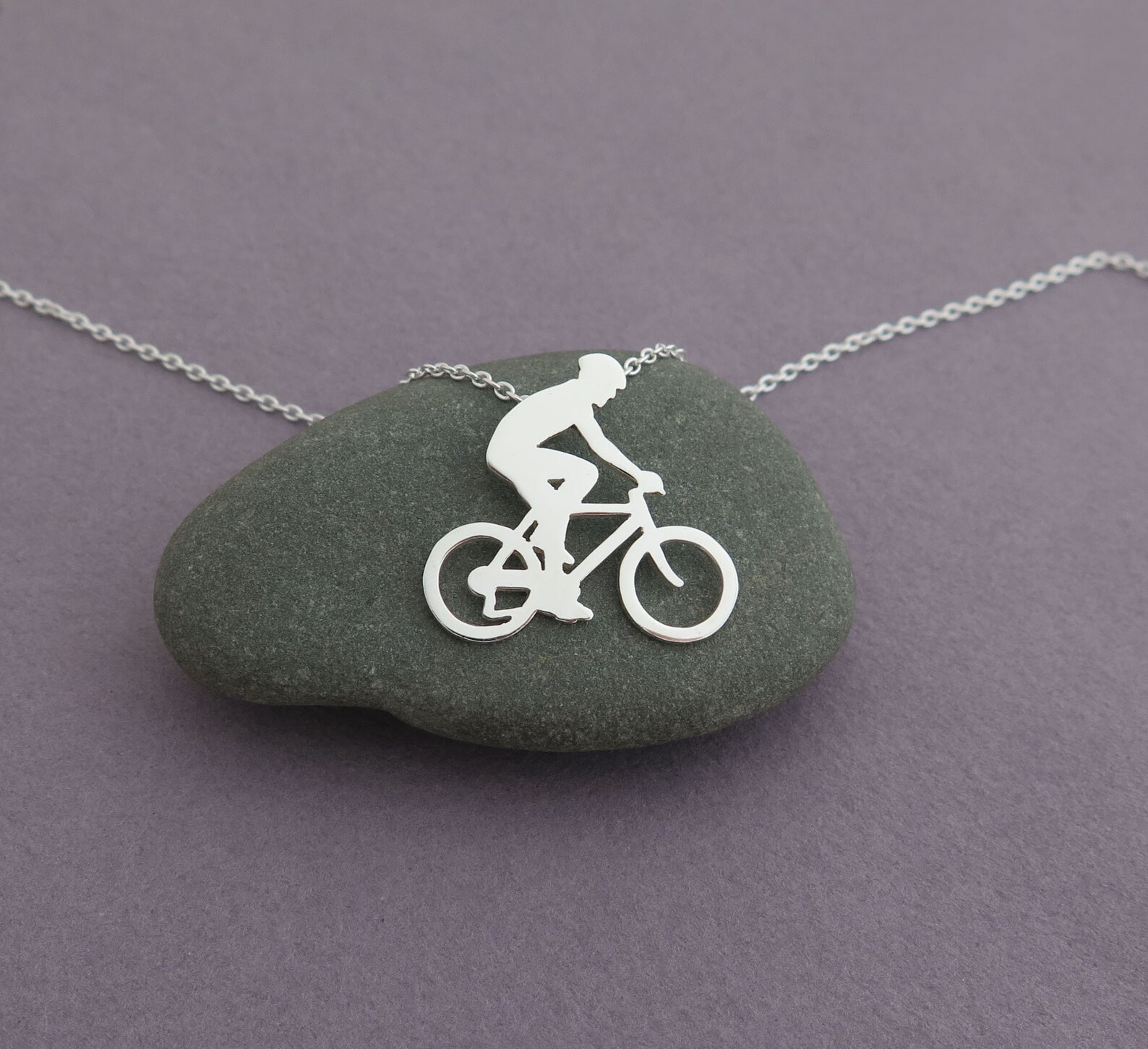 Bicycle Necklace Pendant Bike Rider Pendant Sterling - Etsy